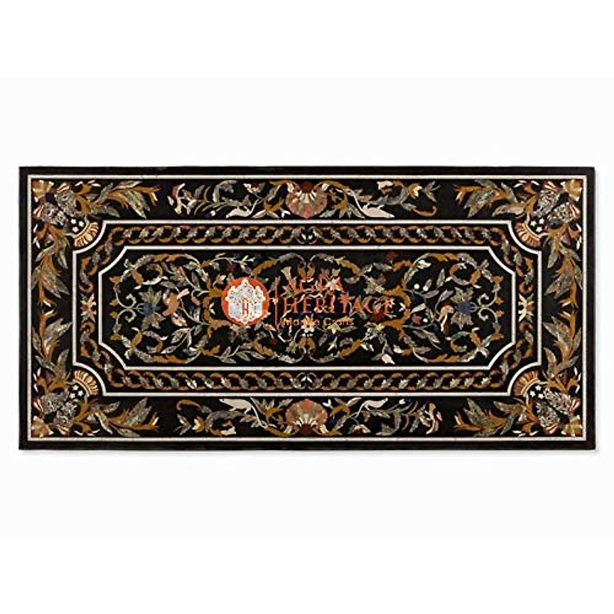 Marble 75"x38" Inches Dining Table Top Pietra Dura Inlay Hard Stone Furniture Home Decor