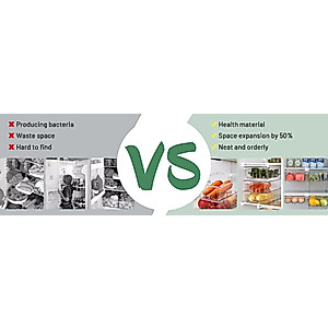 CESHRR Fridge Organizer Drawer, Refrigerator Drawer Organizer, Pull Out with Handle,Pull Out Shelf Storage Transparent Organizer for Egg,Fruit,Vegetable,Seafood,Beef-4 compartments