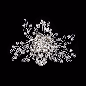 maxgoods Bridesmaid Hairpins Women Girls Headpieces Crystal Peals Hair Accessories Handmade Hair Ornaments(M)