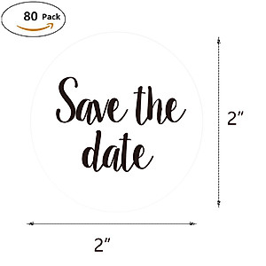 40-Pack, 2inch White Save The Date Stickers, Save The Date Labels, Envelope Seals