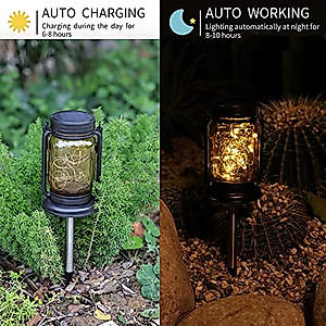 Hanging Solar Lantern, 2 Pack Solar Powered Waterproof Landscape Lanterns, 30 LEDs Solar Mason Jar Lid Fairy String Light for Patio, Yard, Garden and Pathway Decoration (Fairy Light 2 Pack)