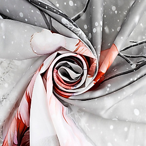 EOBTAIN Winter Christmas Shower Curtain for Bathroom Winter Scene Snowflake Pink Flamingo and Cardinal on Pine Tree Shower Curtain with 12 Hooks Snow Scenery Bathroom Curtains Shower Set 72x72 Inch