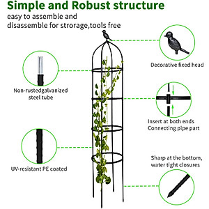 Garden Trellis for Climbing Plants Outdoor, 6ft Tall Plant Trellis Support for Potted Plants Climbing Vine Rose Clematis Vegetable Cucumber Trellis, Garden Obelisk Trellis