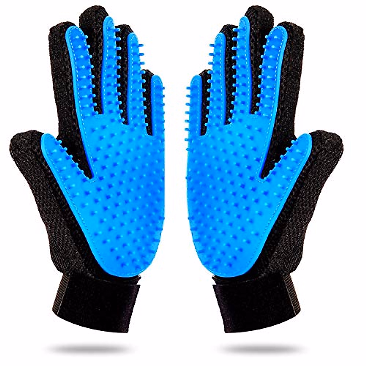 Alfland Two Hi-tech Pet Grooming Gloves - Lightweight, Durable, Eco-Friendly, Gentle Deshedding Brush Gloves for Shedding, Massaging and Hair Removal. Perfect for Long & Short Fur (Left & Right Hand)