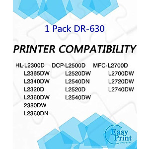 Compatible DR-630 DR630 Drum Unit (1 Black) Used for Brother HL-L2300D HL-L2320D HL-L2340DW HL-L2360DW HL-L2380DW MFC-L2740DW MFC-L2720DW MFC-L2700DW DCP-L2540DW L2520DW Printer, by EasyPrint