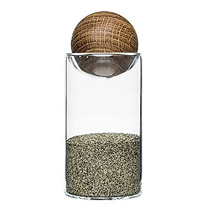 Sagaform Nature Collection Salt and Pepper Glass Salt & Pepper Shakers with Oak Stopper 4 1/2-Inch, Set of 2, Clear