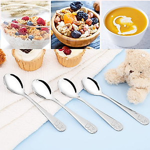 Erinnmy 24 Piece Kids Spoons Toddler Spoons,6.5 inch Stainless Steel Kids Silverware Toddler Utensils,Child and Toddler Safe Flatware Children Spoons,Baby Spoons for Self Feeding,Dishwasher Safe