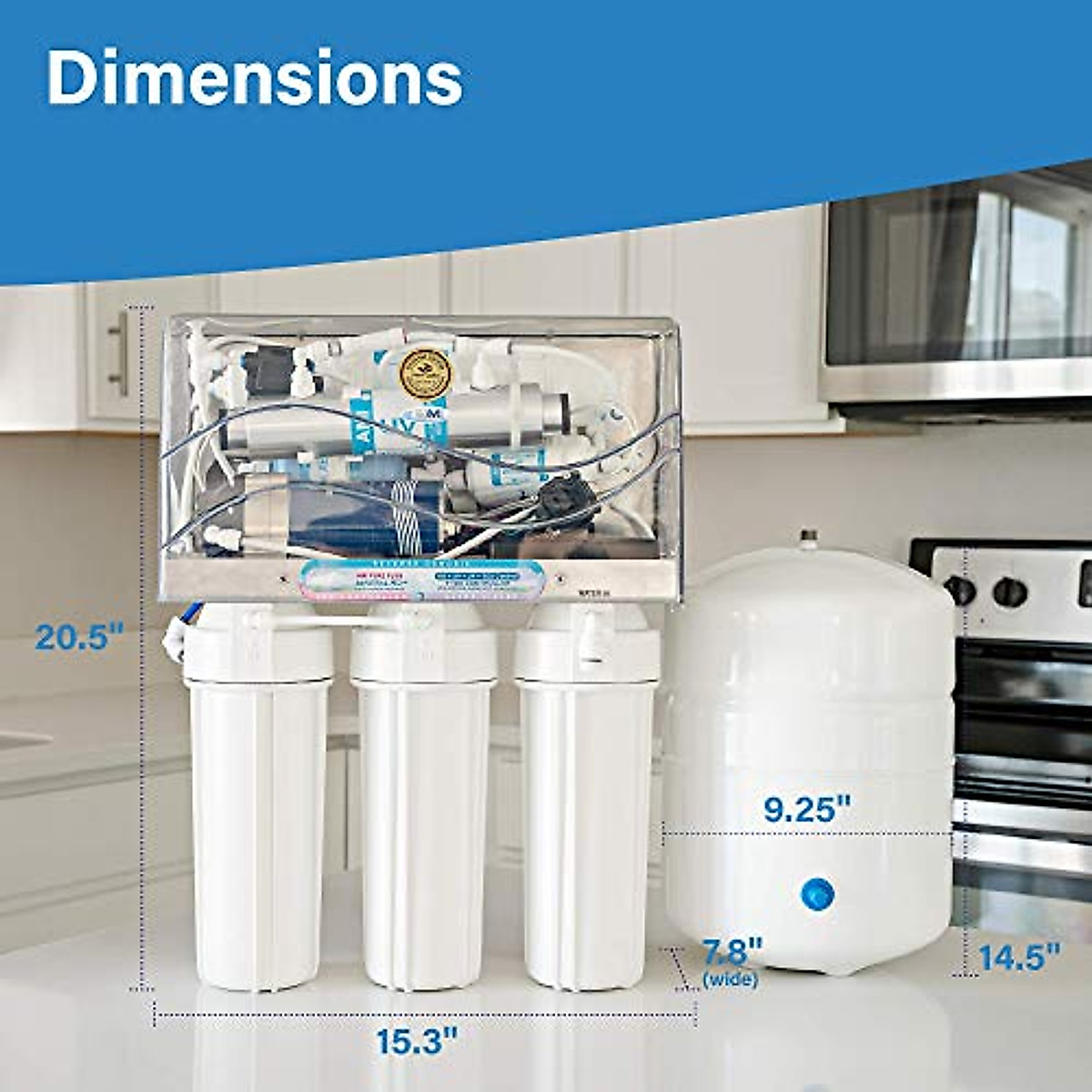 AMI Pure Plus Reverse Osmosis Water Filter System, Water Filter for Sink with RO, UV, UF, and TDS Control