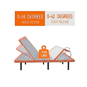 ESHINE Adjustable Bed Frame - Electric Bed Base with Massage, Wireless Remote, Ergonomic Foot&Head Incline, Zero Gravity, Dual USB Ports, Under Bed Light, Twin XL, 3000 Series