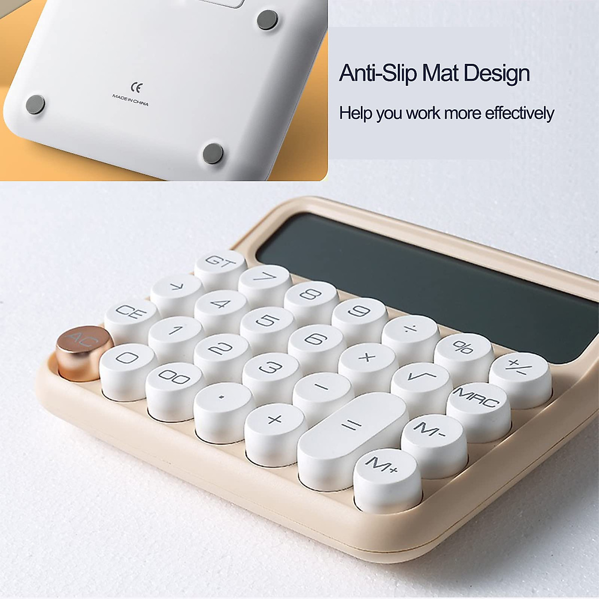 Calculators, Benkaim Desk Calculator,Basic Standard Calculator,12 Digit Large LCD Display Big Button Calculator for School, Home & Business Use(Beige)