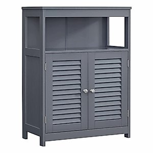 VASAGLE Bathroom Floor Cabinet, Bathroom Storage Cabinet, Freestanding, with Double Shutter Doors and Adjustable Shelf, for Bathroom, Living room, Entryway, Kitchen, Grey UBBC040G01