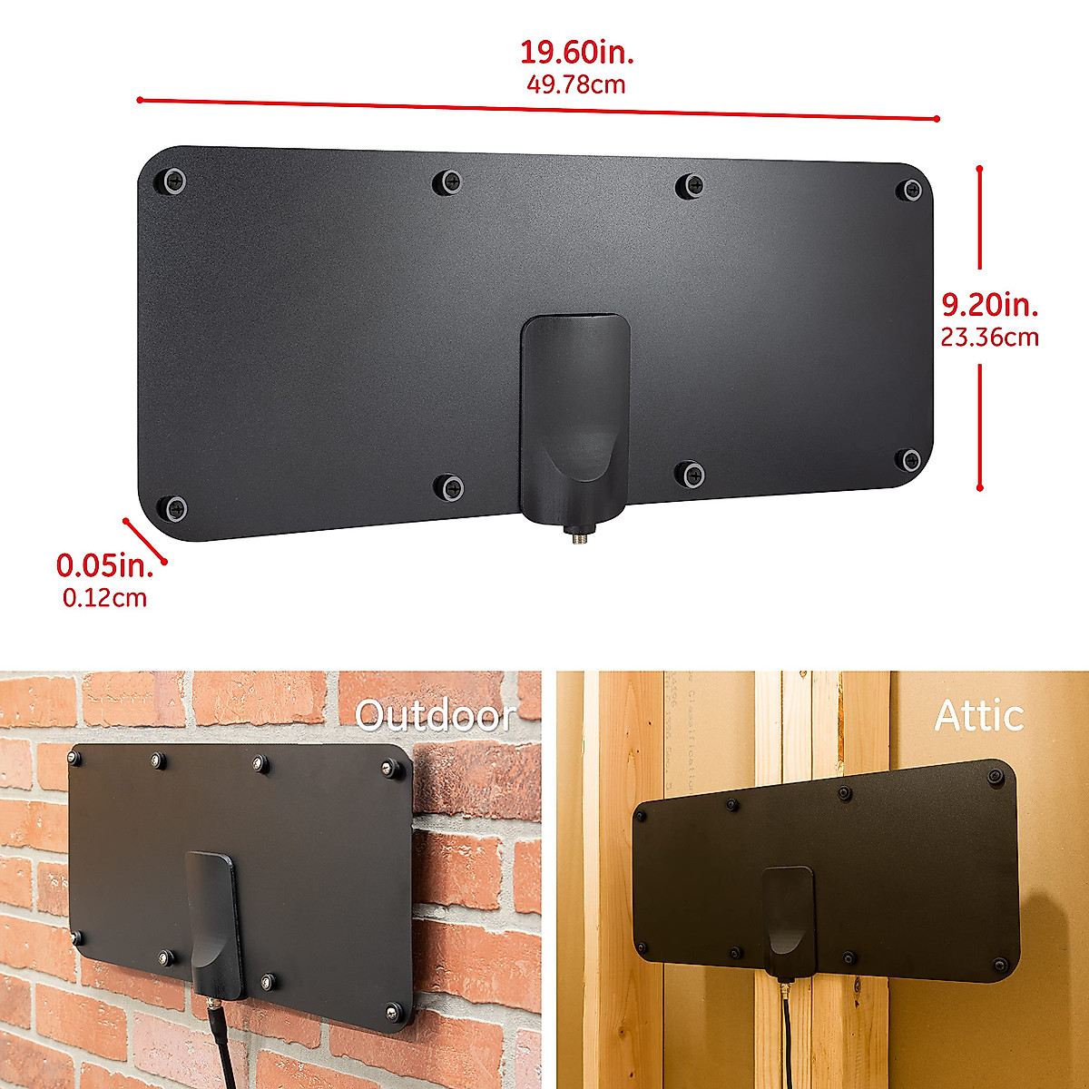 GE Digital Outdoor HD TV Antenna, Weatherproof Long-Range, Supports 4K 1080p UHF VHF NextGen TV ATSC3.0, Flat Low-Profile Design, Black, 54083