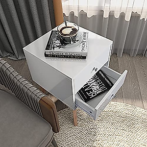 TaoHFE White nightstand mid Century Modern nightstand White Night Stands for bedrooms Wood nightstand White nightstand with Drawers Aesthetic nightstand White Side Table Bedside Table with Drawers