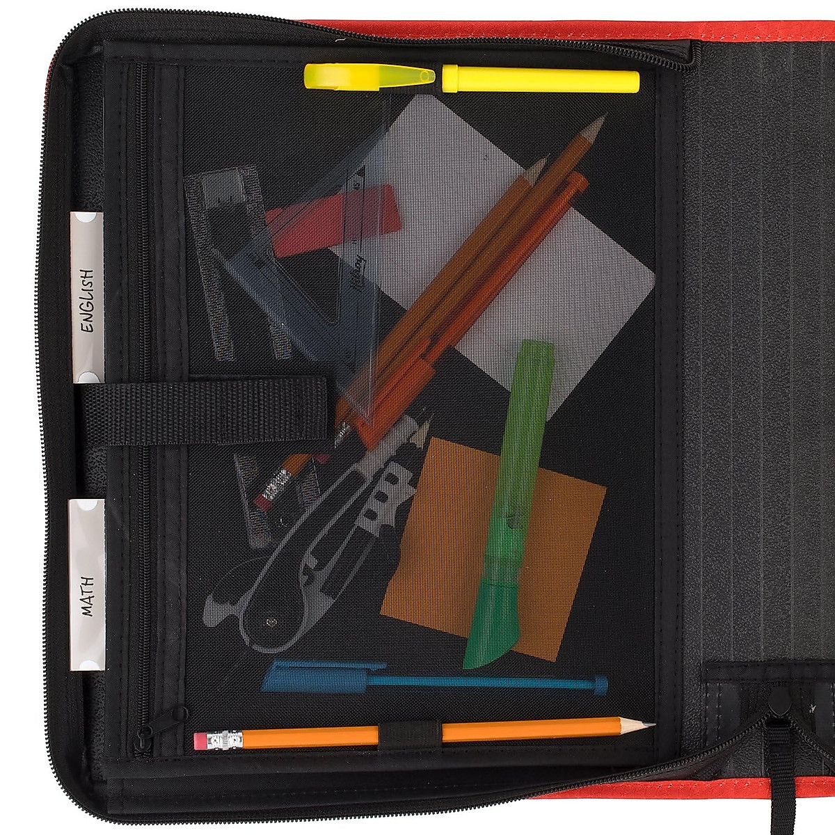 Five Star Zipper Binder, 1-1/2 Inch 3-Ring Binder for School, 3 Pocket Expanding File, 500 Sheet Capacity, Red (72206)