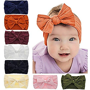 Rarjuiey Infant Baby Girl Nylon Bow-knot Headband Newborn Headwrap Hair Accessories with Knotted Bow (White Headband, One Size)