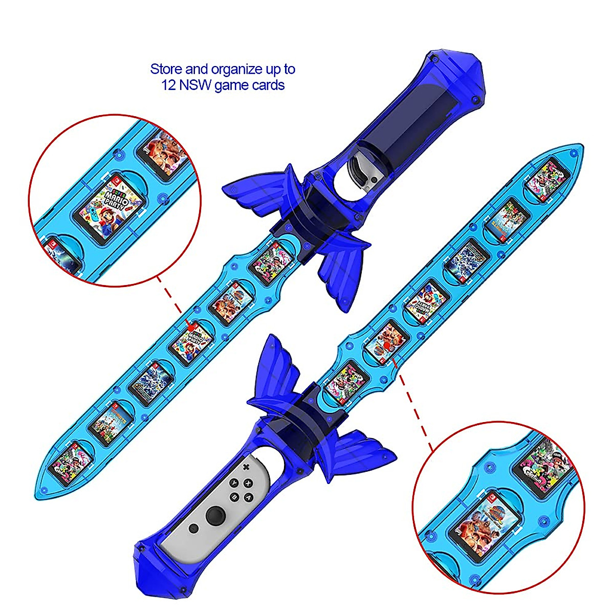 JOYTORN Switch Zelda Sword Compatible with Nintendo Switch,Switch Game Accessories for Zelda Fans,Switch Sports Chambara Sword with Switch Game Card Holder,Birthday School Gift for Boys Girls,Blue