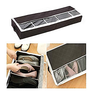 OUNONA Under Bed Shoe Storage Organizer:5 Grids Underbed Shoe Box Storage Containers with Clear Window Under Bed Storage for Organizing
