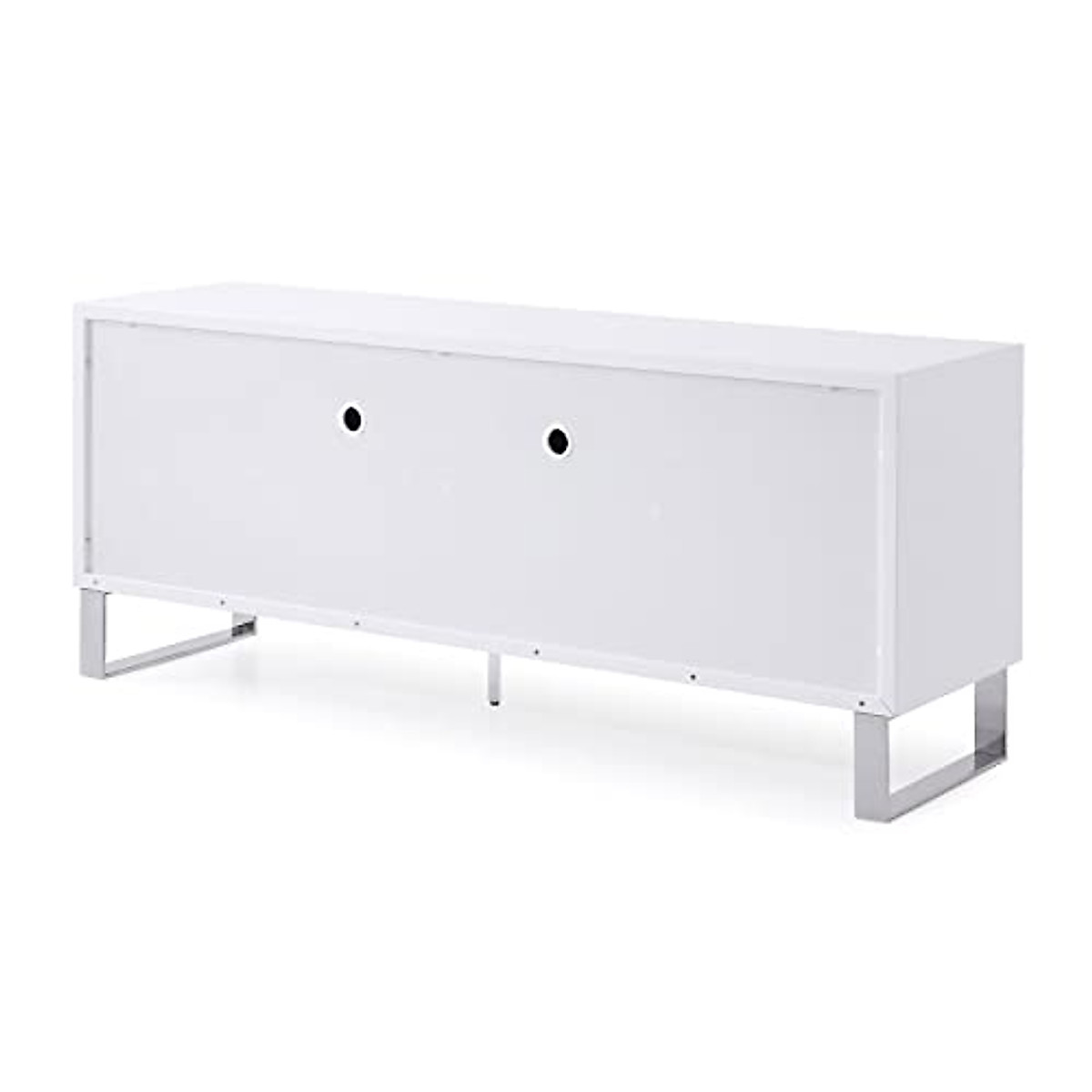 Zuri Furniture Modern Neve Sideboard in White High Gloss Lacquer with Polished Stainless Steel Legs