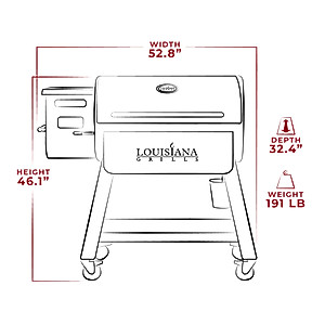 Louisiana Grills 1000 Black Label Series Portable Outdoor Bluetooth Pellet Grill with 2 Shelves, Locking Caster Wheels, and Digital WiFi Control