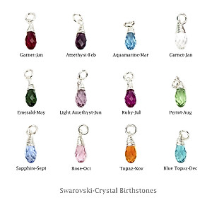 Keep It Simple- Personalized Sterling Silver Initial Monogram and Heart Charm Necklace with Swarovski® Birthstone Briolette. Chic Gifts for Her, Wife, Girlfriend, and more