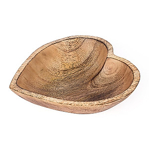 WitnyStore 8" Heart Shaped Bowl - Functional and Collectible Bowl - Handcrafted Wooden Bowl for Serving Candy Nuts Desserts Fruits or Accent Decor Gift for Any Occasion - 8" Brown