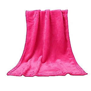 Firzero Throw Blanket Bed Blanket for Kids & Adults, Comfortable Warm Anti-Static Flannel Throw Blankets, 19x27 Inch Solid Color Plush Warm Blanket for Sofa, Car, Travel, Home, Office (Hot Pink)