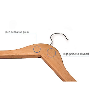 Topline Classic Wood Shirt Hangers - Natural Finish (10-Pack)