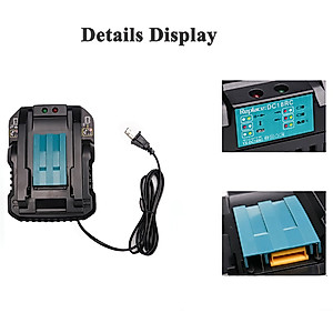 4A DC18RC Li-Ion Battery Charger for Makita 14.4V &18V Lithium-Ion Battery Power Supply for BL1830 BL1840 BL1850 BL1815 BL1430 Power Tools (4A)
