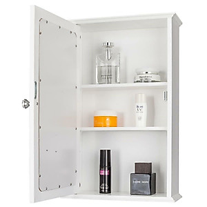 3 Tier Bathroom Wall Mount Medicine Cabinet w/Adjustable Shelves & Single Mirror