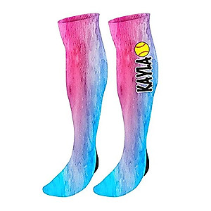 FAN STAR Personalized Volleyball Knee High Socks, Custom Watercolor Volleyball Socks with Name or Team Name