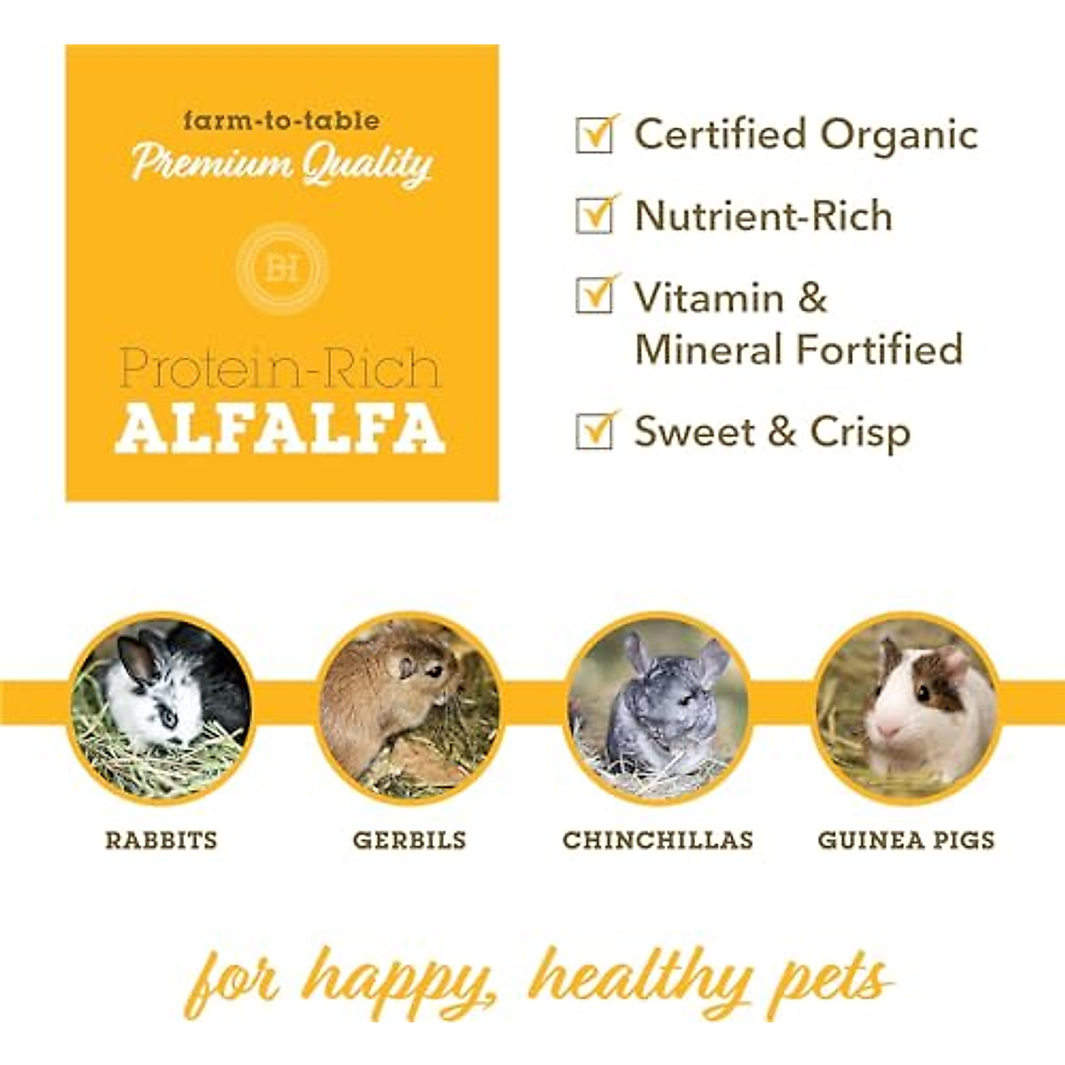 5 Lbs Fresh Alfalfa Hay by Bunny Honey - USDA Organic Natural Hay for Guinea Pigs, Rabbits, Hamsters, Hedgehogs, and More Small Select Animal Pets - 2nd Cut Fresh from Farm (5LB)