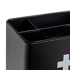 Harbour Housewares 1x Black Industrial First Aid Box - Retro Chic Vintage Style 2-Tier Steel Medicine Storage Organiser