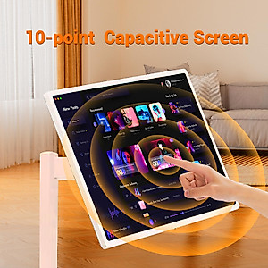 JYXOIHUB 22 Inch 1080p Portable Touch Screen Monitor, RollableTablet TV with Android(Support Google Store), Wireless TV on Wheels Touchscreen Built-in Battery(4-6H), Full Swivel Rotation