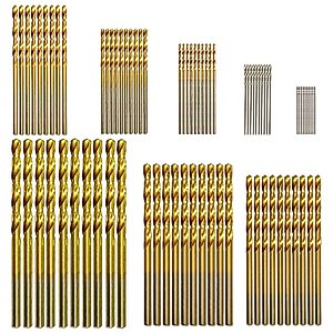JFOGO Titanium Twist Drill Bit Set (60Pcs）and 20Pcs Mini Drill Bits 1-3.5MM,0.5MM,0.8MM, HSS42 Fully Ground Micro Drill Bits for Wood,Soft Metal,Plastic, Aluminum Alloy,Metric