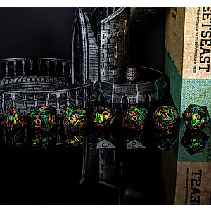 Resin DND Dice Set 7Pcs Sharp Edge Dice ARUOHHA D&D Dice Set for Dungeons and Dragons RPG Board Games Polyhedral Dice D + D Role Playing Dice with Gift Box Handmade D and D Dice D20 D12 D10 D8 D6 D4