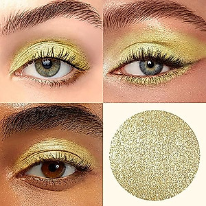 Hotiary Glitter Liquid Eyeshadow, Metallic Glitter Shimmer Sparkling Eye Shadow, Long Lasting Waterproof High Pigments Sparkle Eye Makeup Kit, Metals Gloss Eyeliner Pen(Gold Cream)