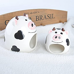 Gigicloud Ceramic Hamster House Summer Cooling Ceramic Nest Cartoon Cow Mini Pet Hideout Hamster Cave Cooling House NES for Hamster Golden Bear Rats Guniea Pig