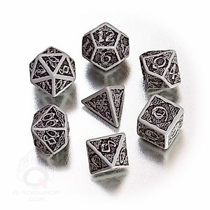 Q-Workshop Polyhedral 7-Die Set: Celtic 3D GRAY & Black Dice Set! by Q Workshop