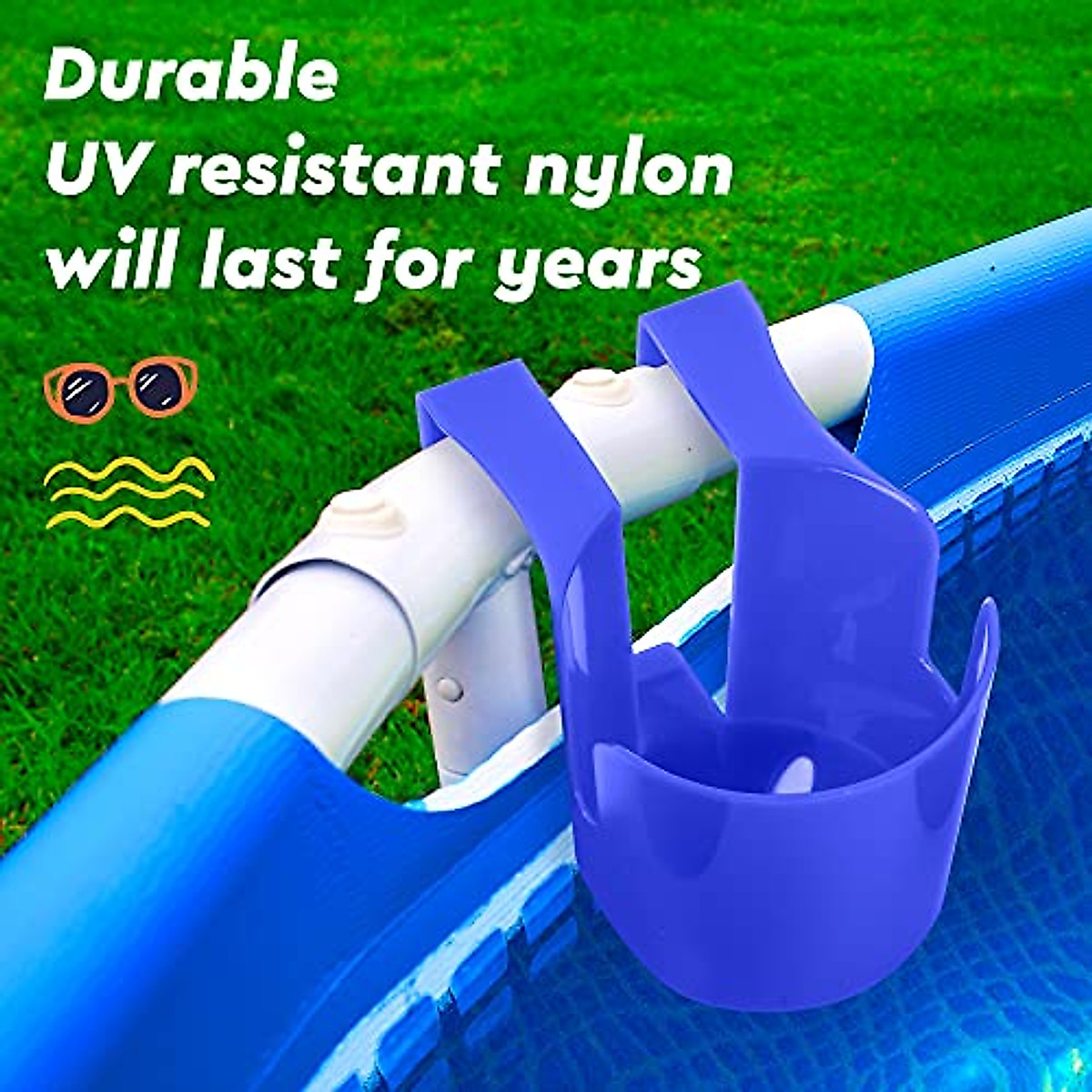 Impresa Pool Drink Holders - 6 Pack- Swimming Pool Supplies - Above Ground Pool Cup Holders for Drinks - Spill-Resistant and Fits Most Pools (Red, White, and Blue)