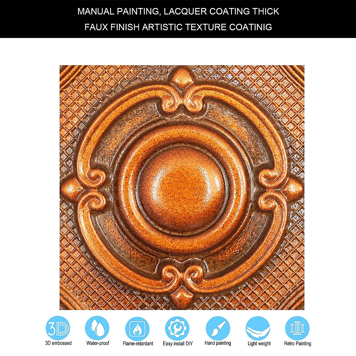 Ceiling Tin Tiles Farmhouse Tin Ceiling Tiles for Cafe Club Salon Hotel Store Bar 2'x2' PL38 Archaic Copper 10pcs