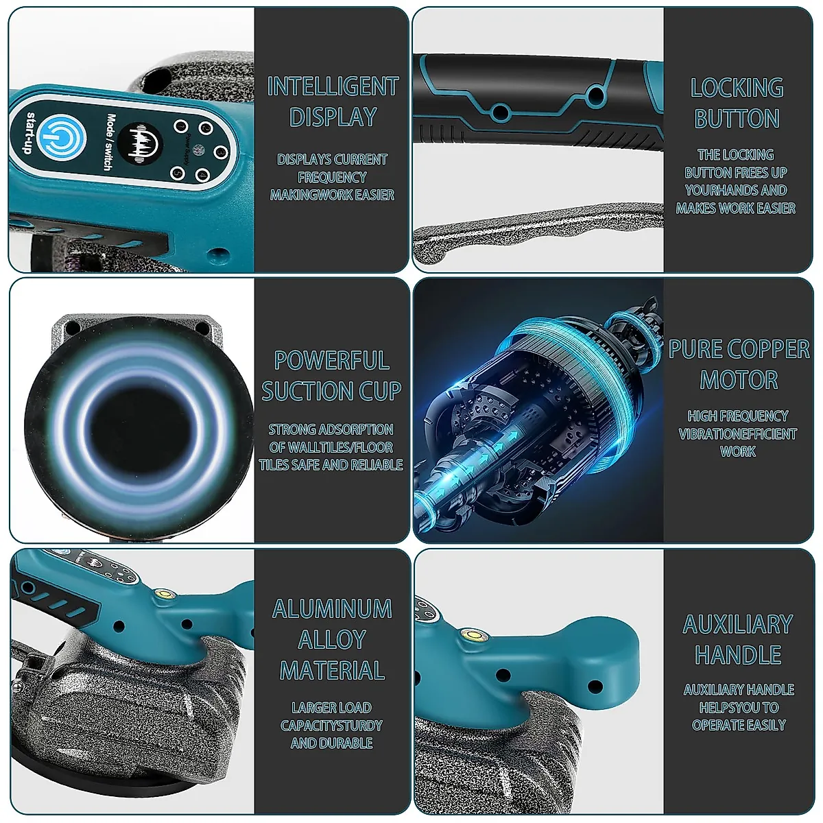 Tile Vibration Tool compatible with Makita 18V Battery, Cordless Tile Vibration Machine with 5 Adjustable Speed & Suction Cup & Digital Display(no battery&charger)