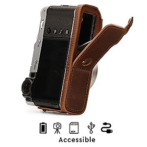 MegaGear MG1895 Ever Ready Genuine Leather Camera Half Case Compatible with Fujifilm X100V - Brown