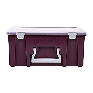 AB Designs 6990ABP Super Satchel Double Deep with Removable Dividers, Stackable Home Storage Organization Container, Plum