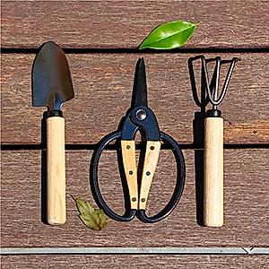 N&V Bonsai Scissors Set, 3 Pcs Set Including Bonsai Scissors, Mini Rake and Mini Shovel, For Arranging Flowers, Trimming Plants, For Grow Room or Gardening, Bonsai Tools.