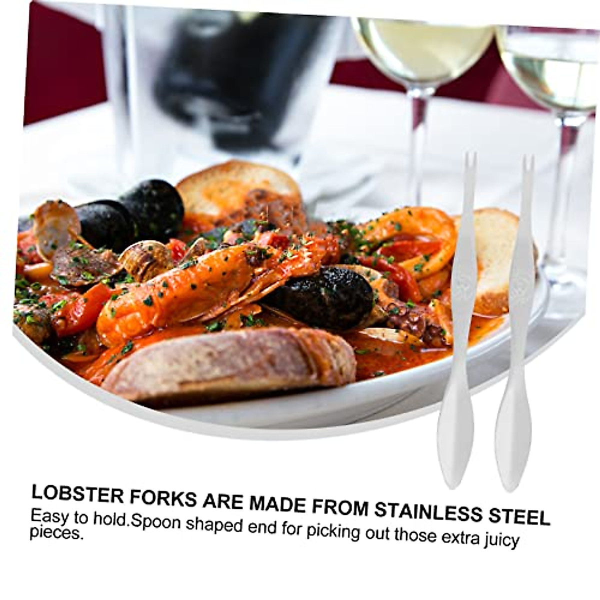 Anneome 6pcs 304 Stainless Steel Forks Wine Opener Set Pliers Tool Lobster Crackers Crab Crackers Lobster Pots Nut Tool Kit Grabber Pickle Special Onion Silver Household Tool Set