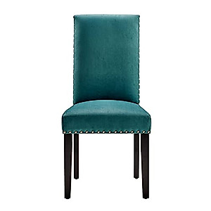 Modway Parcel Performance Velvet Dining Side Chairs - Set of 2, Teal