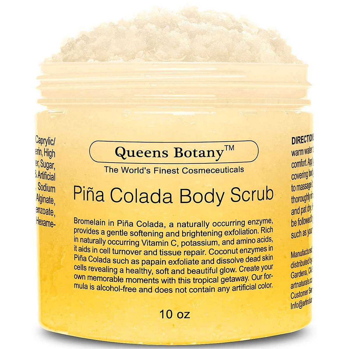 Pina Colada Body Scrub – Moisturizing Vitamin C, Potassium, Amino Acids & Nourishing Body Oils -Exfoliating Salt Scrub For Body - Win Against Aging & Dead Skin Scars- 10 oz
