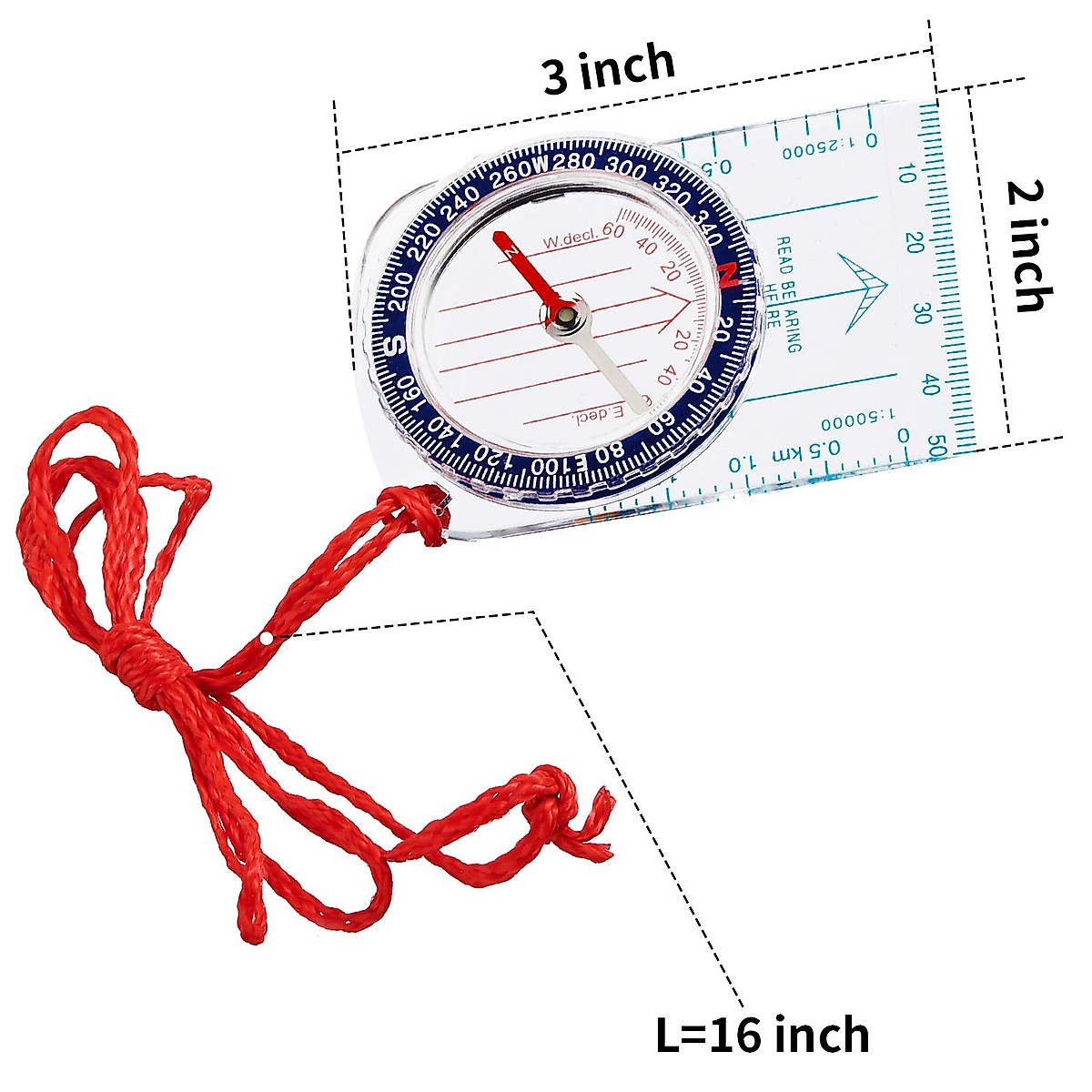 BBTO 9 Pieces Orienteering Compass Hiking Backpacking Camping Compass Map Reading Outdoor Waterproof Compass for Scout Kids Women
