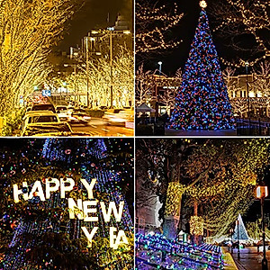 MX232 72ft Christmas 200 Count LED String Lights with Timer 8 Modes Plug in IP55 Waterproof Fairy Light Warm White&Color Changing Twinkle Lights for Outdoor Indoor Patio Yard Garden Tree Party