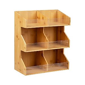 Mind Reader Coffee Pod Condiment Station, Countertop Organizer, Kitchen, Rayon from Bamboo, 13" L x 6.25" W x 15.25" H, Brown